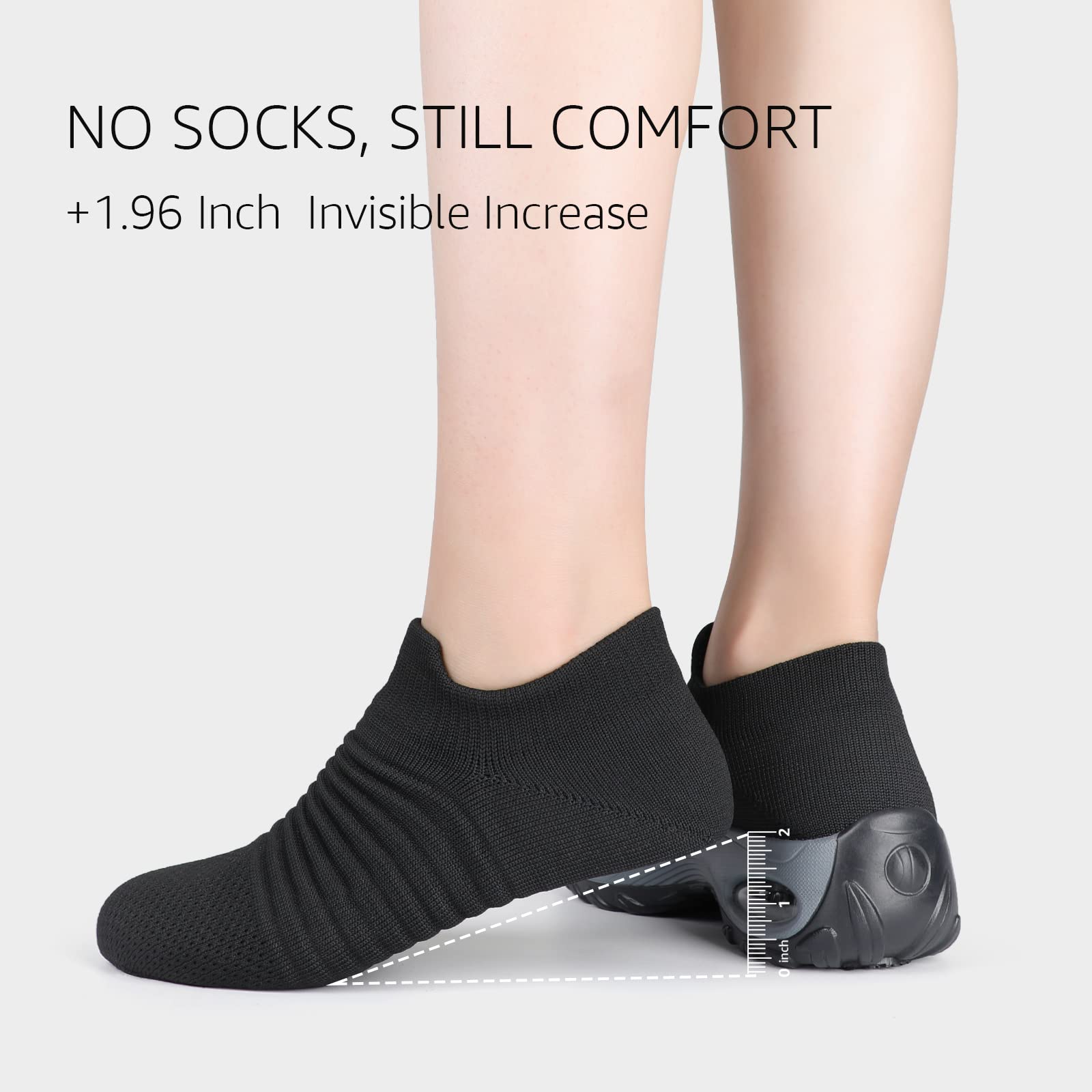 STQ Womens Slip on Walking Shoes Breathable Non Slip Work Shoes Comfortable Air Cushion Orthopedic Sneakers with Arch Support Black 7.5