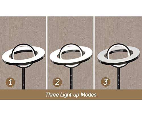 WAMPAT Floor Lamp,Black Bright Modern LED Floor Lamps,Tall Standing Lamp for Living Room,Bedroom,Remote&Touch Control Stepless Dimmable Light,Retractable Stand,2 Planet Idea Rotating Lights