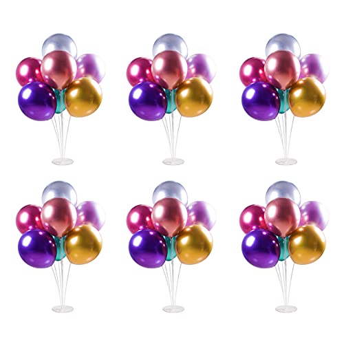 6 Sets Balloon Stand Kit, Table Balloon Stand Holder, Reusable Centerpiece with Base for Birthday Decorations, Party, Wedding and Graduation Decorations