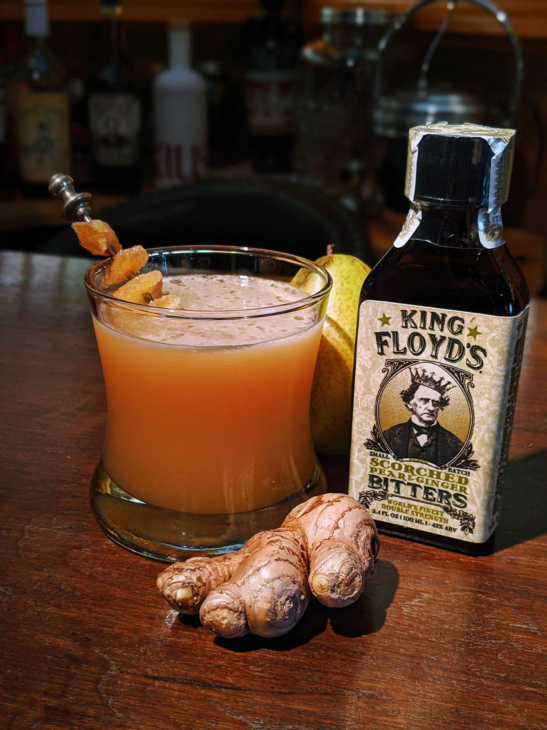 King Floyd's, Artisanal Scorched Pear & Ginger Bitters, Hand Crafted, Made from the Torched Carmalized Pears, Unique Bitters for a Unique Cocktail, 100ml, Bar Provisions, Bitters for Cocktails