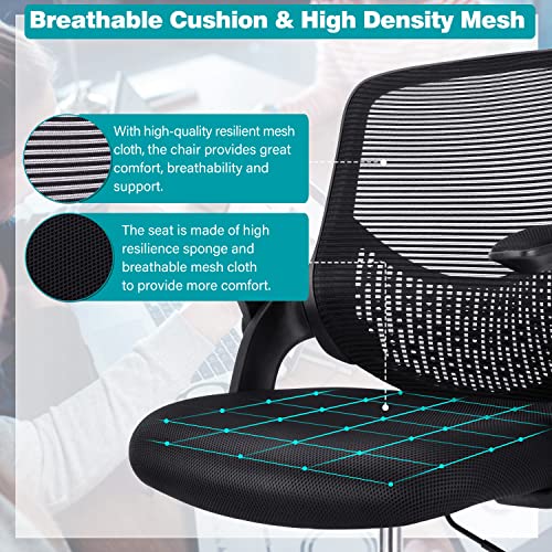 Tall Office Chair, Drafting Chair, Standing Desk Chair, High Adjustable Office Mesh Chair, Ergonomic Counter Height Computer Rolling Chair with Flip-up Armrests and Foot-Ring for Bar Height Desk