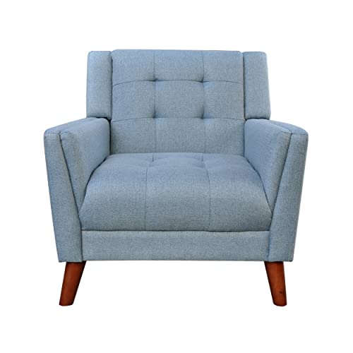 Christopher Knight Home Evelyn Mid Century Modern Fabric Arm Chair and Loveseat Set, Blue