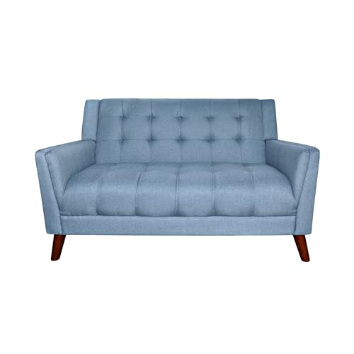 Christopher Knight Home Evelyn Mid Century Modern Fabric Arm Chair and Loveseat Set, Blue