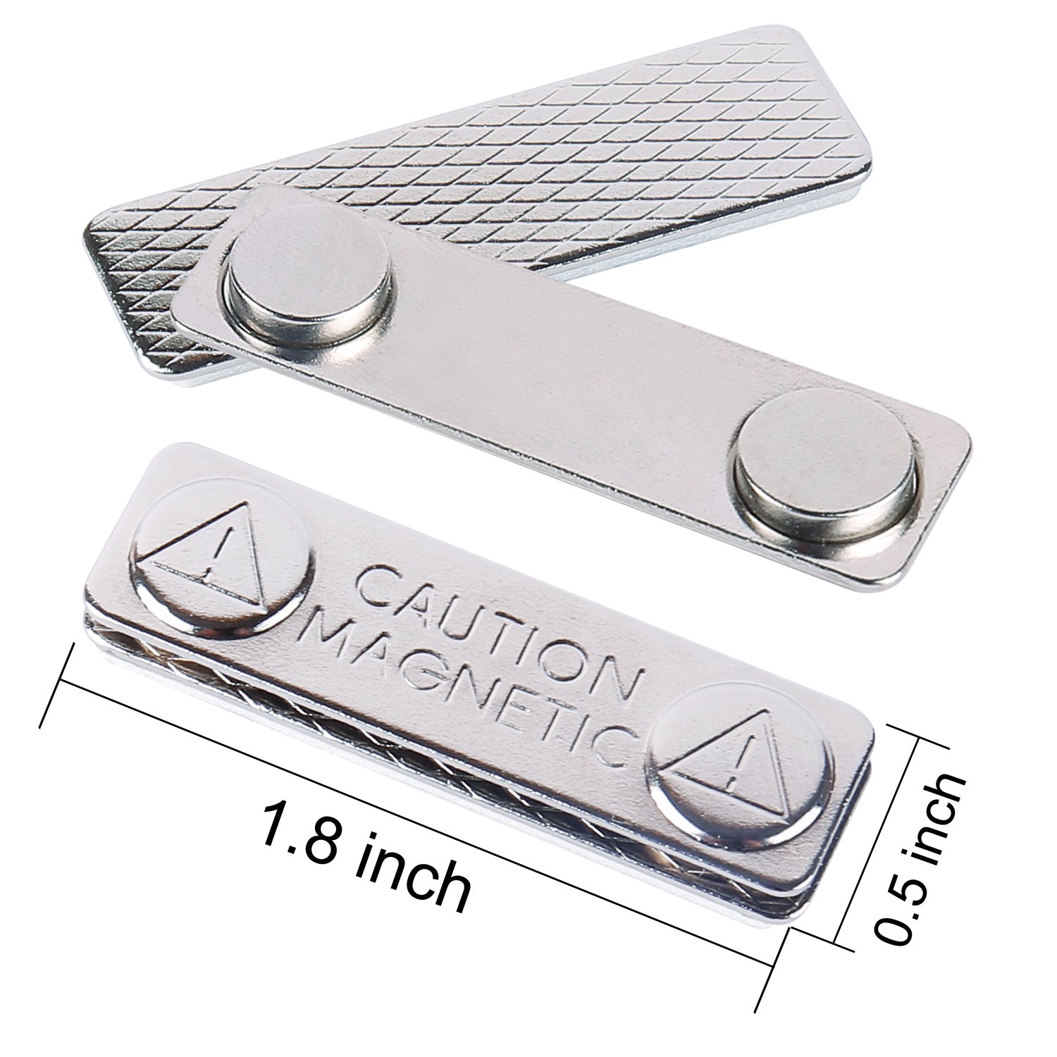 Strong Magnetic Name Badge Holders with Steel Back Plate, 100 Pack Name Tags/ID Badge Magnets, Fastener with 3M Adhesive on Front Plate,Strength Neodymium Magnets