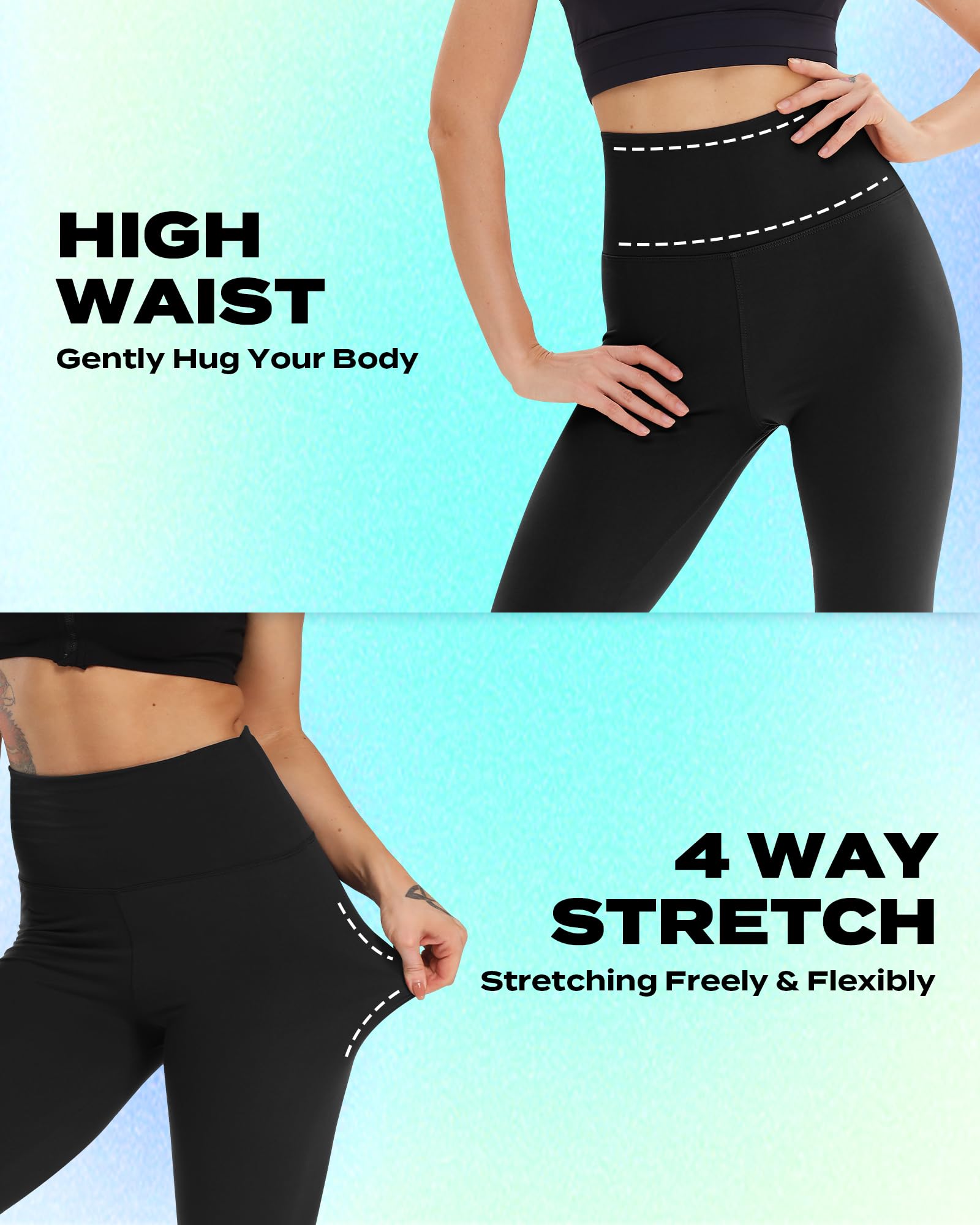 TNNZEET Capri Leggings for Women - Tummy Control Black Leggings with Pockets High Waisted Yoga Pants Workout Cycling Leggings