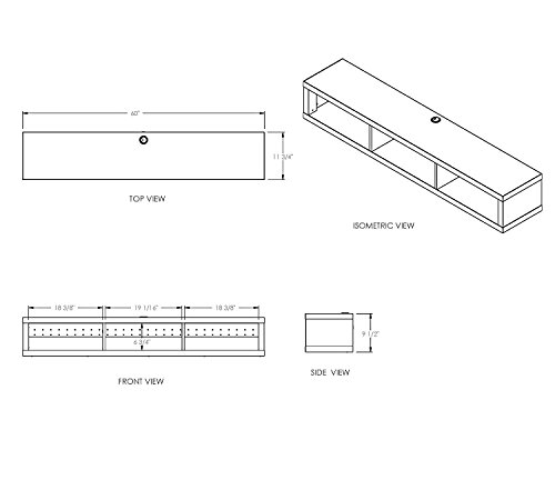 Martin Furniture Floating TV Console, 60", Columbian Walnut
