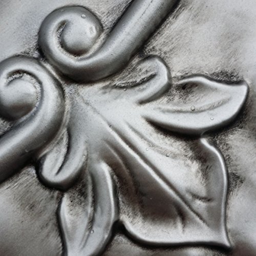 Faux Tin Glue up Drop in Ceiling Tile #TD04 Antique Silver. Pack of 10 2'X2' tiles covers 40 sq.ft. Easy to install PVC panels, great for DIY projects - antique vintage look ceiling, 3D wall paneling