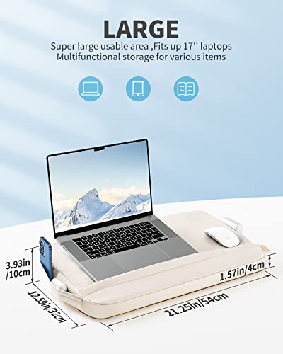SAIJI Laptop Lap Desk, Ultra Lightweight Portable Lap Desk with Pillow Cushion, Fit up to 17β Laptop & MacBookAir with Side Pocket, Rails for Airflow, Computer Laptop Stand Desk for Couch, Bed & Chair