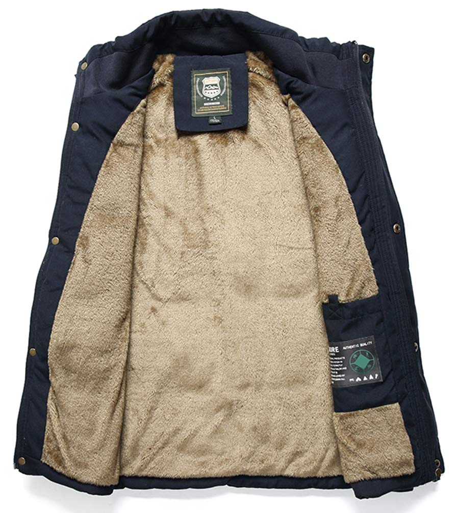 Vcansion Men's Outdoor Casual Stand Collar Thicken Qulited Fleece Jacket Padded Vest Lightweight Down Cotton Vest Coat Blue US M