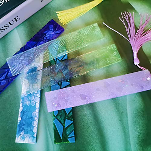 2 Set of Bookmark with Tassel Silicone Resin Mold Rectangle Leaves Texture Flower Shaped Epoxy Silicone Casting Molds Bookmark for Reading Book 10 Styles,3D DIY Making Handmade Decor Crafts