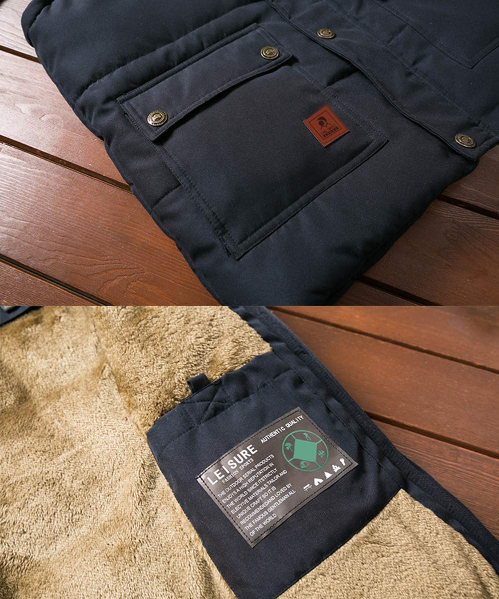 Vcansion Men's Outdoor Casual Stand Collar Thicken Qulited Fleece Jacket Padded Vest Lightweight Down Cotton Vest Coat Blue US M