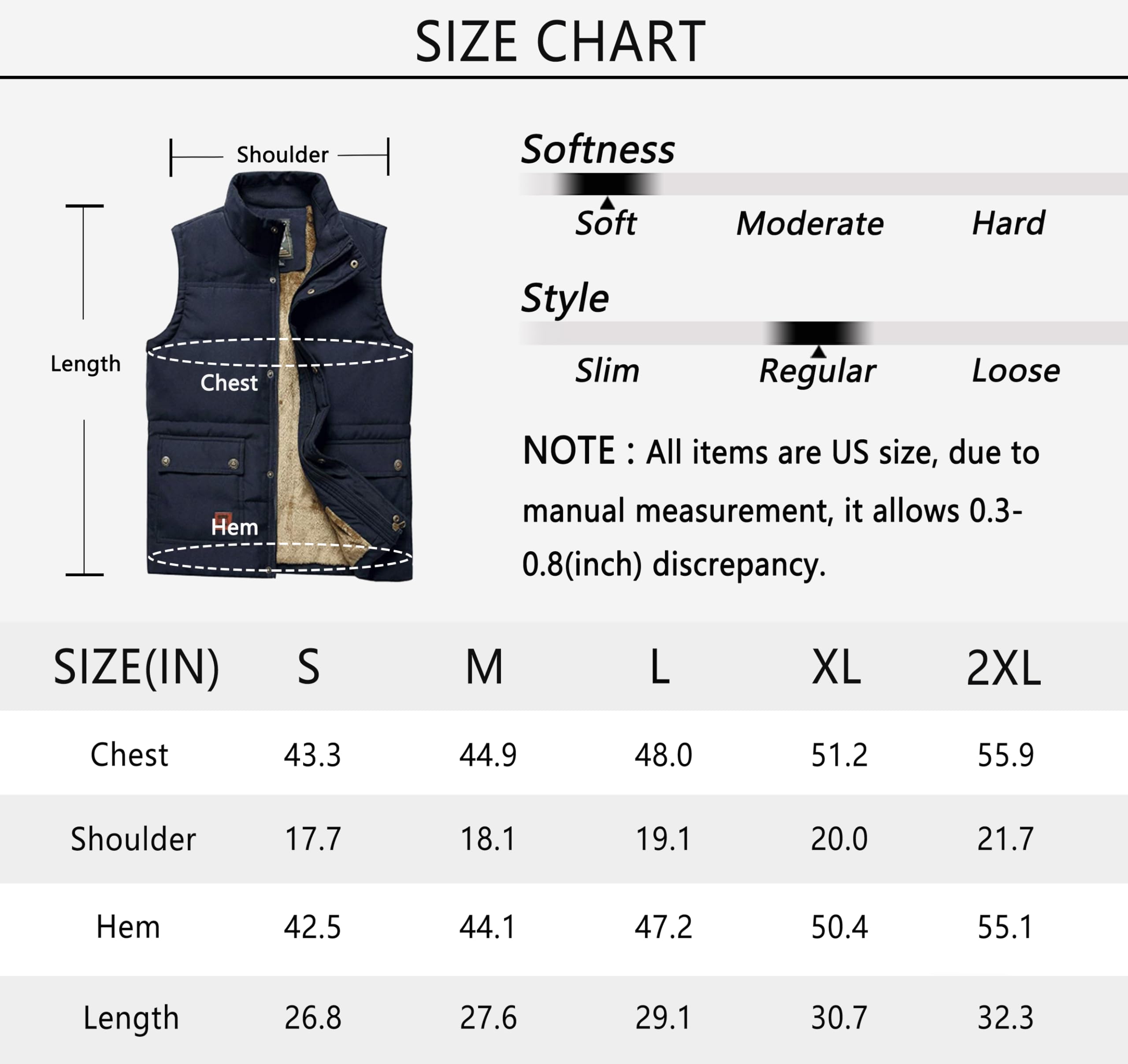 Vcansion Men's Outdoor Casual Stand Collar Thicken Qulited Fleece Jacket Padded Vest Lightweight Down Cotton Vest Coat Blue US M