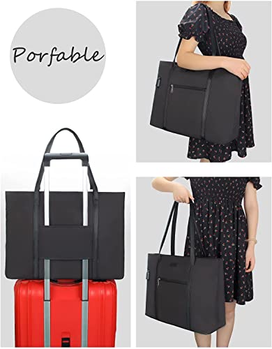 Chomeiu USB Laptop Tote Bag, Woman 15.6 inch Laptop Organizer Bag Teacher Work Purse (Black)