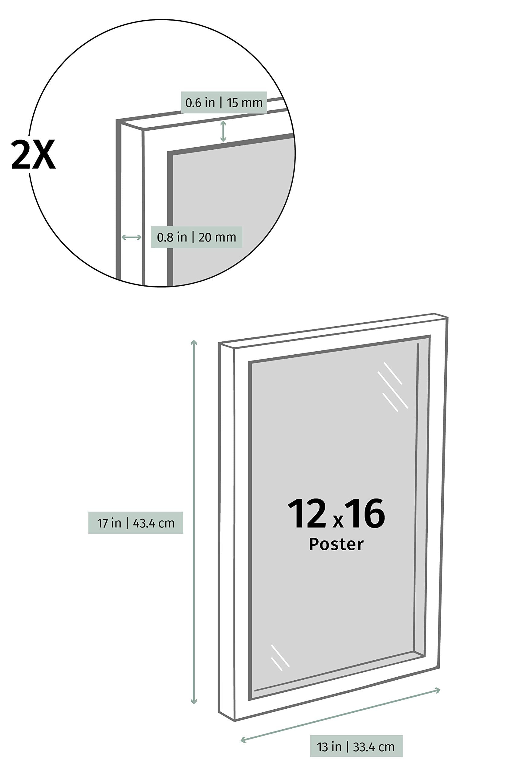 Opposite Wall - 12x16 in - Natural Solid Oak Wood Picture Frame - Lightweight, Versatile & Shatterproof - Wall Hanging Poster or Photo Frame - Wall Decor for Office, Gallery & Home