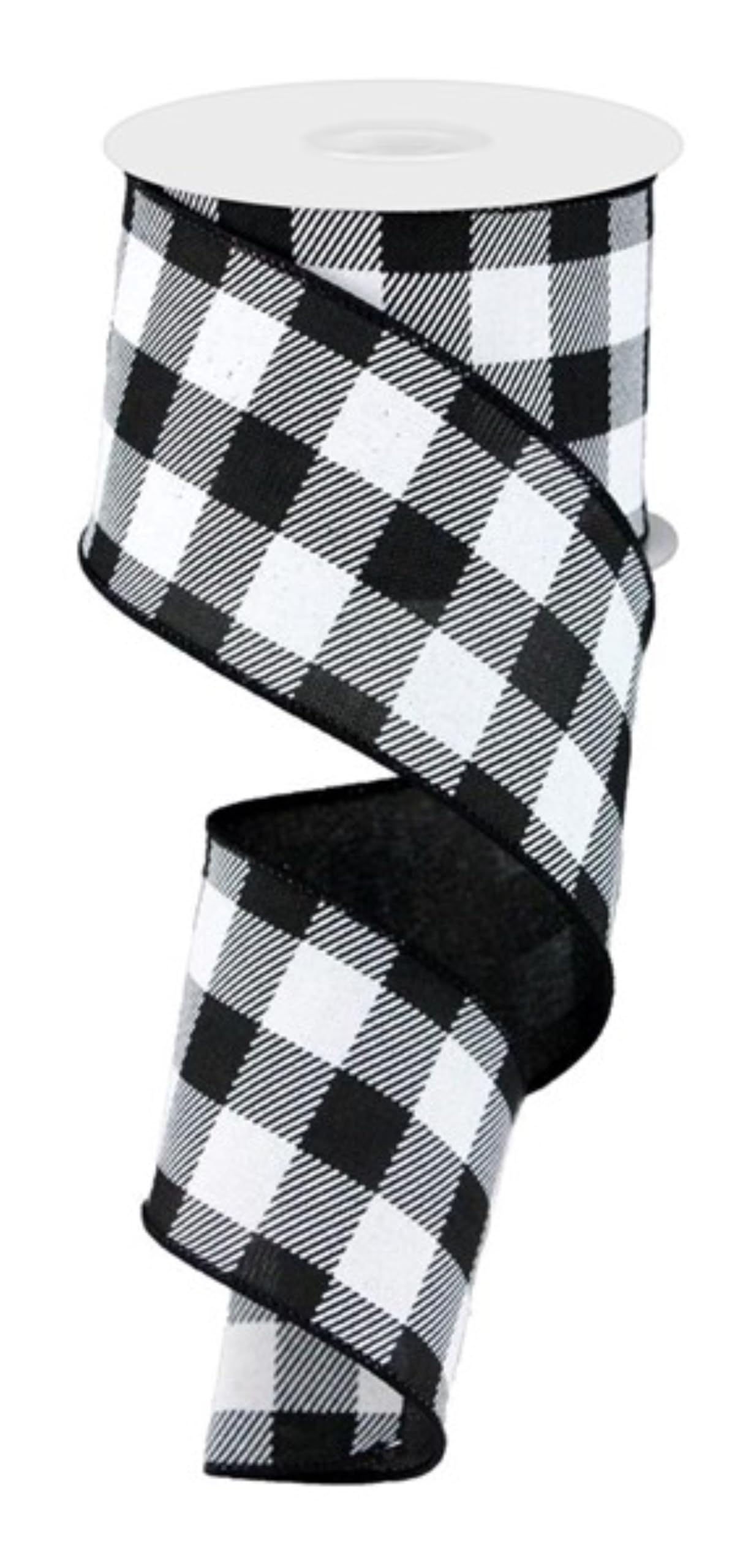 Craig Bachman 2.5" Printed Plaid Check Ribbon: 10 Yards (Black, White, 2.5") Craft Floral Arrangement Gift Wrapping Wired Edge Ribbon