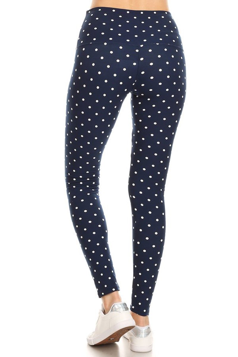 Leggings Depot High Waisted Camouflage & Multiple Print Leggings for Women-5" Yoga-R987, Retro Polka Dot, Plus Size