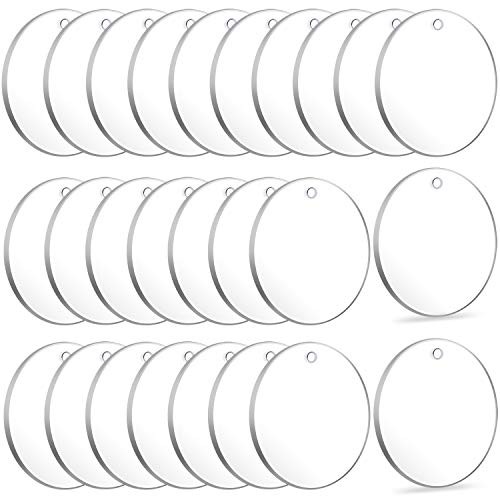 Acrylic Keychain Blanks, Audab 50pcs Clear Keychains for Vinyl, Acrylic Transparent Circle Discs Acrylic Blanks Keychain Bulk for DIY Keychain, Crafting and Vinyl Projects