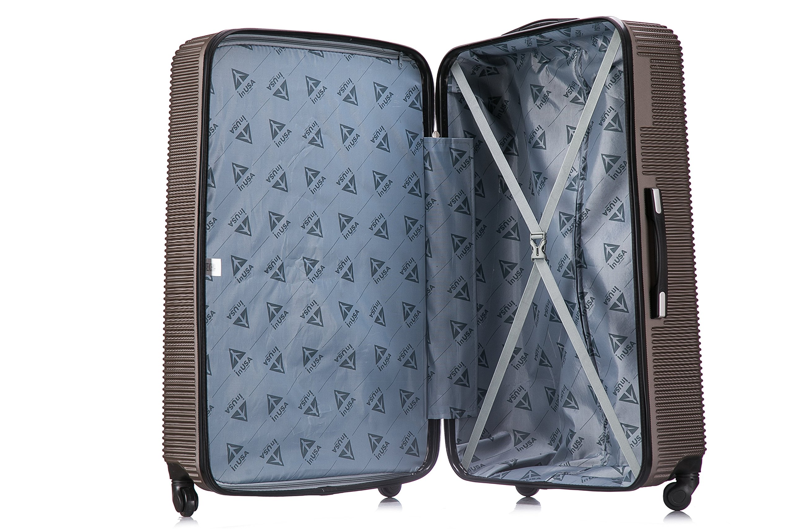 InUSA ROYAL Hardside Spinner Luggage with Ergonomic Handles | Spacious Travel Suitcase with Four Spinner Wheels and Studs | 32 Inch Extra Large Spinner Luggage | Brown