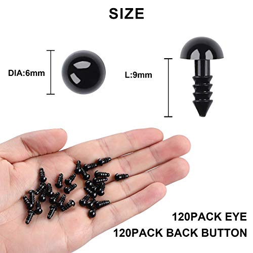 120PCS Plastic Safety Crochet Eyes Bulk with 120PCS Washers for Crochet Crafts (0.24Inch/6mm)