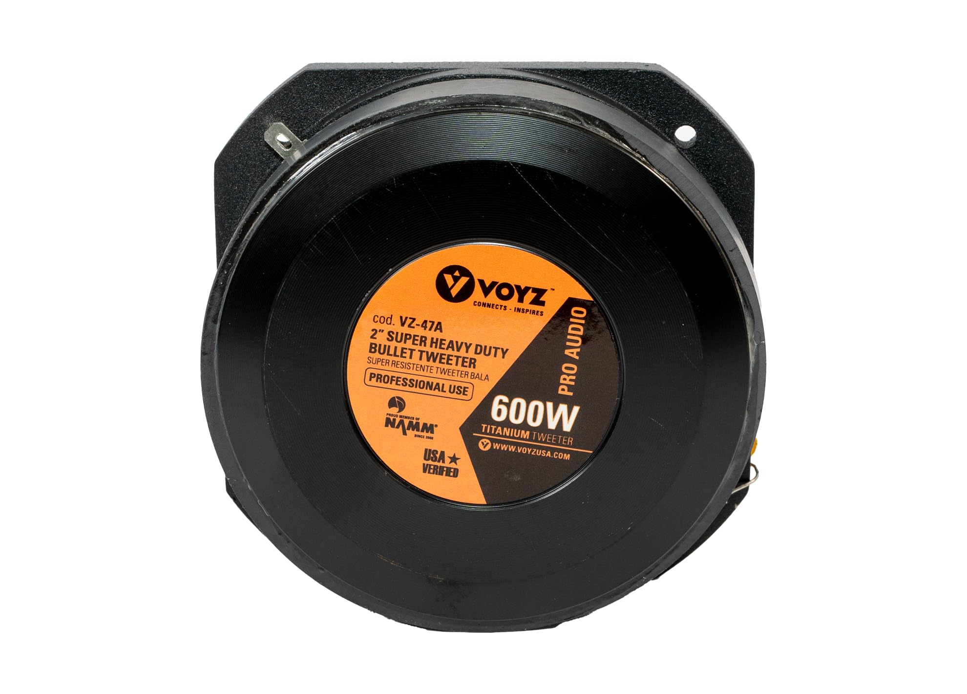 VOYZ 600 Watt Super Tweeter 2KHz - 25KHz - 5β Supper Bullet Tweeter - Heavy Duty Super Strong Ferrite Magnet Tweeter with Titanium Diaphragm 4-8 ohms Includes Crossover Capacitor (VZ-47A)