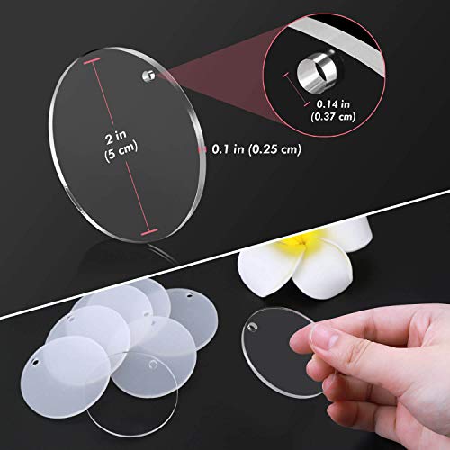 Acrylic Keychain Blanks, Audab 50pcs Clear Keychains for Vinyl, Acrylic Transparent Circle Discs Acrylic Blanks Keychain Bulk for DIY Keychain, Crafting and Vinyl Projects