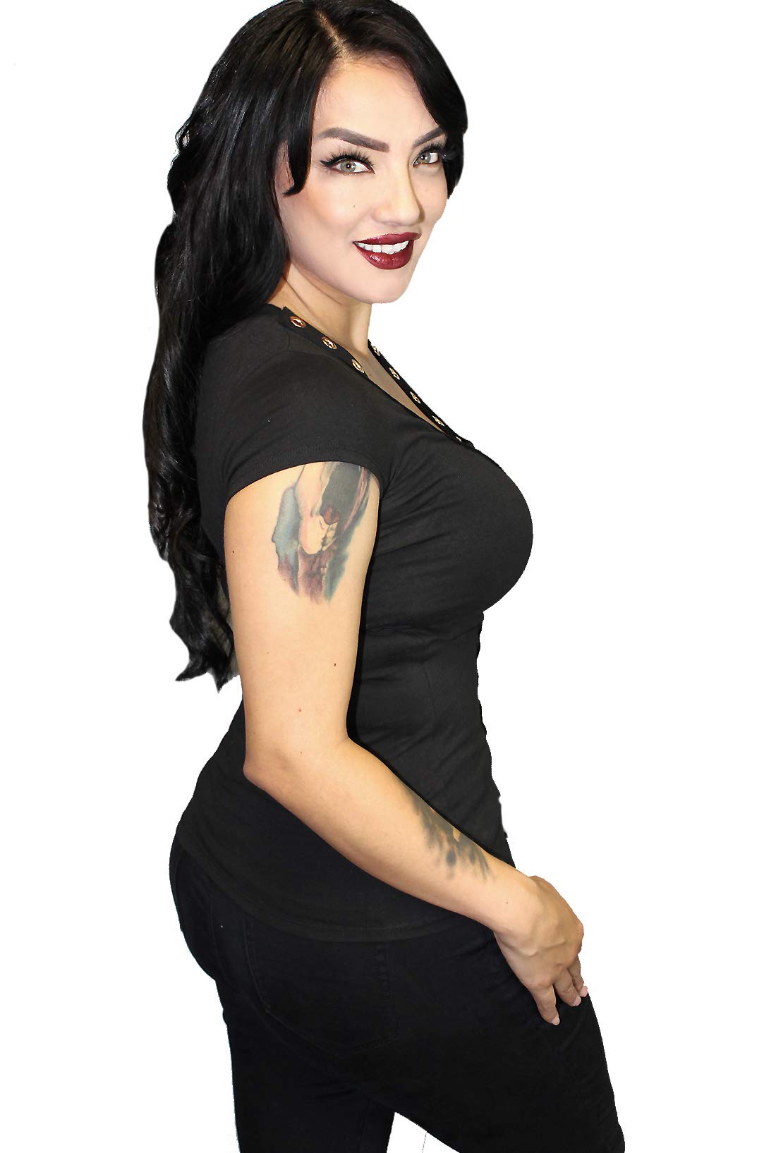 Demi Loon Sexy Goth Pinup Corset Top | Sexy Biker Tee