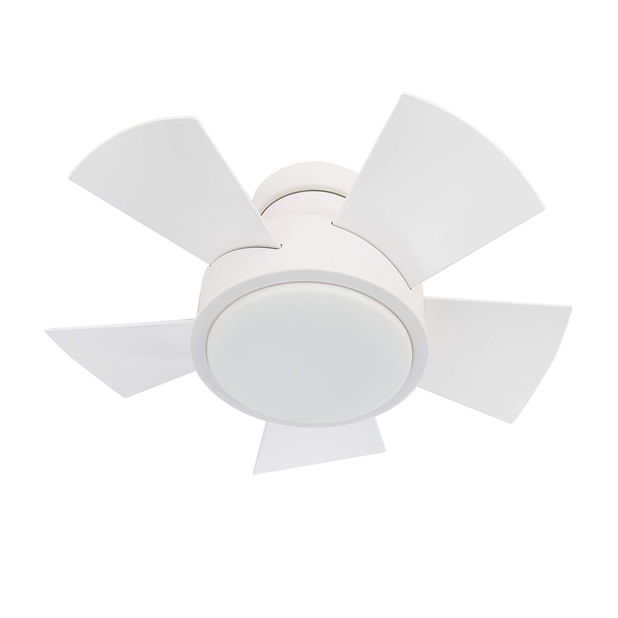 Modern Forms Vox Indoor and Outdoor 5-Blade Smart Flush Mount Ceiling Fan 26in Matte White with 3000K LED Light Kit and Remote Control, (FH-W1802-26L-MW)