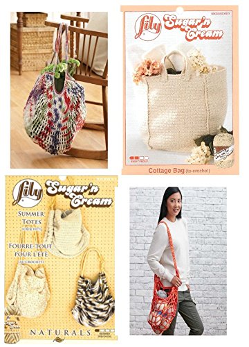 Spinrite Lily Sugar'n Cream Yarn 100% Cotton Solids and Ombres (6-Pack) Medium #4 Worsted Plus 4 Lily Patterns (Overcast 01042)