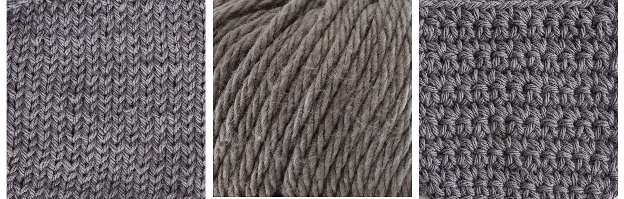 Spinrite Lily Sugar'n Cream Yarn 100% Cotton Solids and Ombres (6-Pack) Medium #4 Worsted Plus 4 Lily Patterns (Overcast 01042)