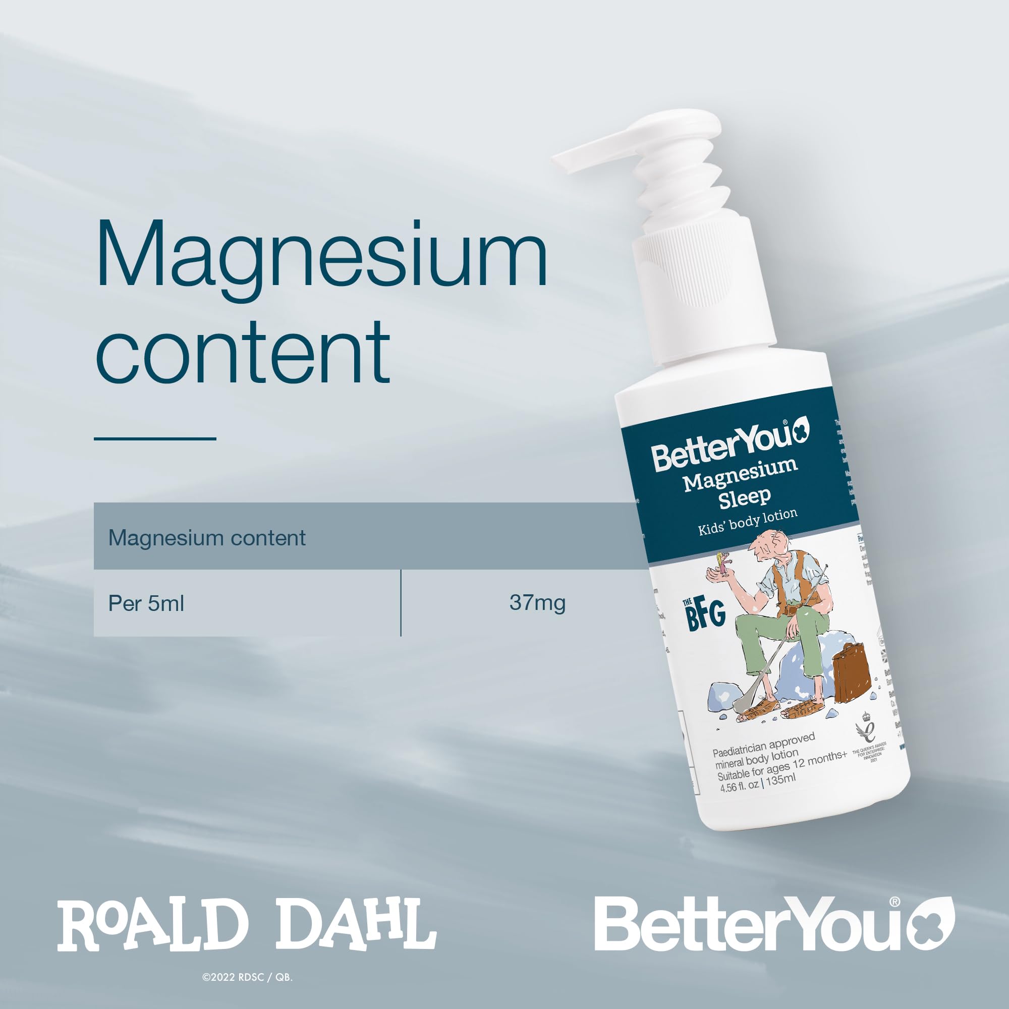 BetterYou Magnesium Sleep Body Lotion - Relaxing Kids Body Lotion - Magnesium Cream WIth Lavender And Chamomile - For Children One And Up - 4.56 oz