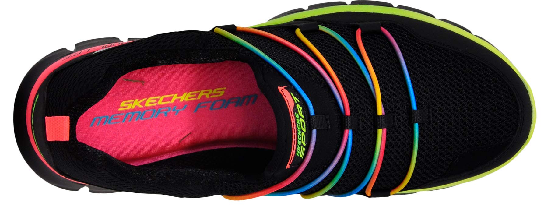 Skechers Sport Women's Loving Life Memory Foam Fashion Sneaker, Black/Black/Multi, 11 M US