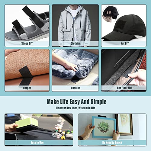16 Sets 2x4 inch Strips with Adhesive,Heavy Duty Hook and Loop Tape,Carpet Tape,Rug Tape,Strength Backing,Fixing Installing Tape,Wall Hanging No Perforation,Fabric,Couch,Industrial,Office,Household