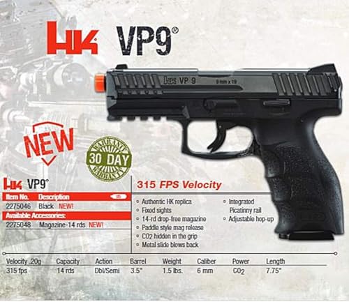 Elite Force HK Heckler & Koch VP9 Blowback 6mm BB Pistol Airsoft Gun, HK VP9 Airsoft Gun