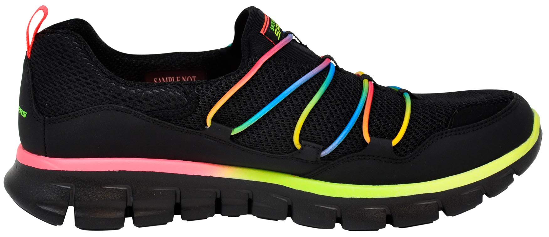 Skechers Sport Women's Loving Life Memory Foam Fashion Sneaker, Black/Black/Multi, 11 M US