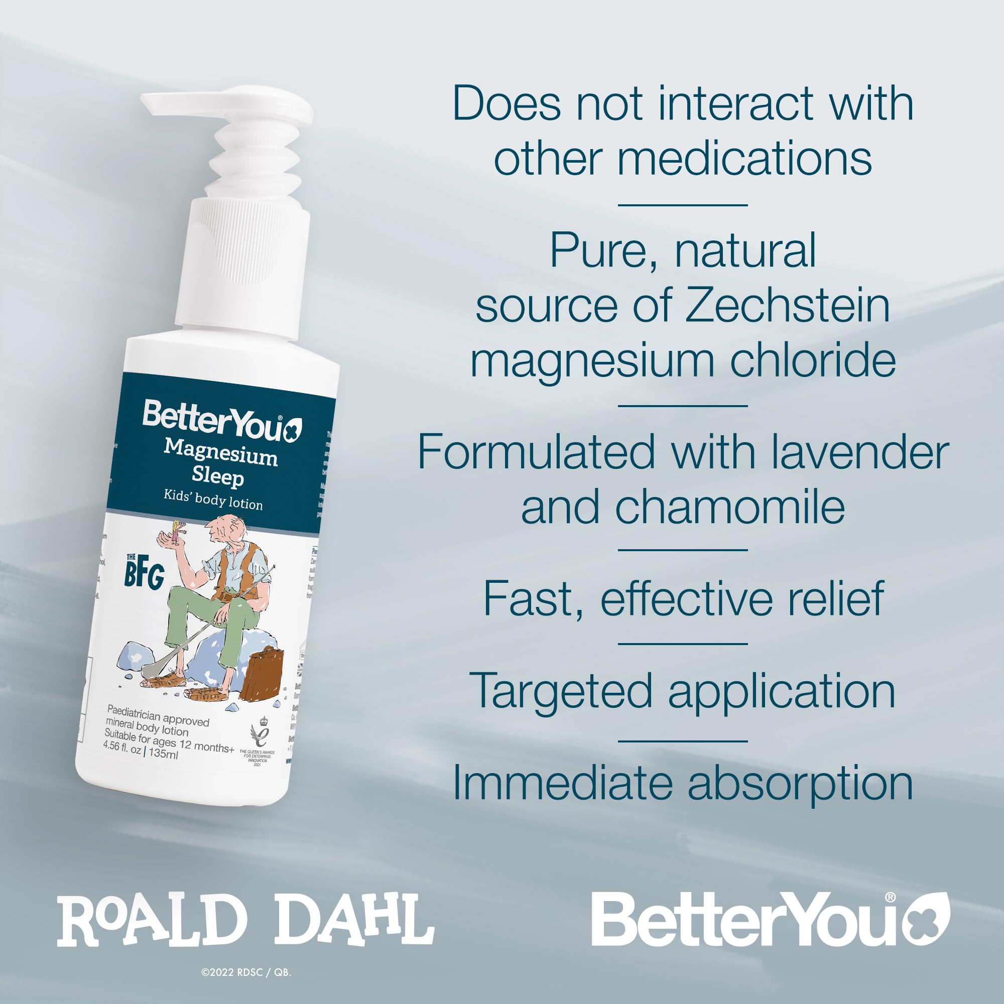 BetterYou Magnesium Sleep Body Lotion - Relaxing Kids Body Lotion - Magnesium Cream WIth Lavender And Chamomile - For Children One And Up - 4.56 oz
