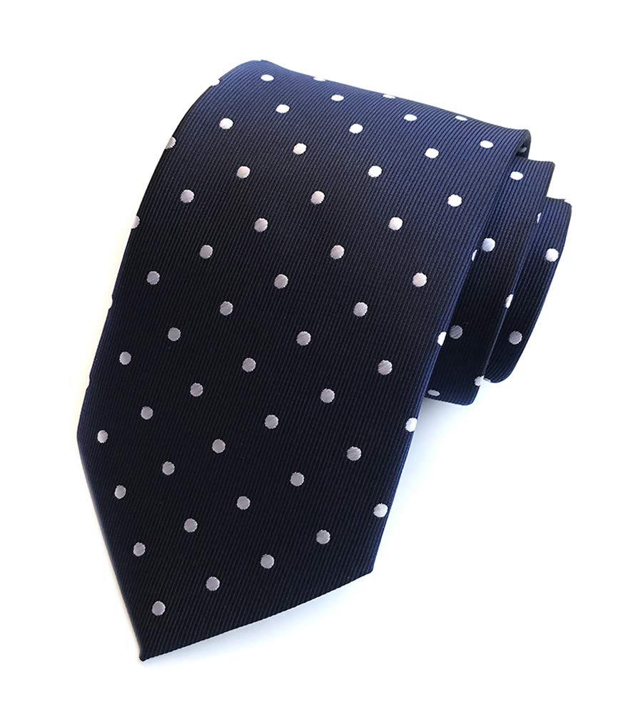 Men's Navy Blue White Polka Dot Silk Cravat Woven Jacquard Ascot Ties Great Gift
