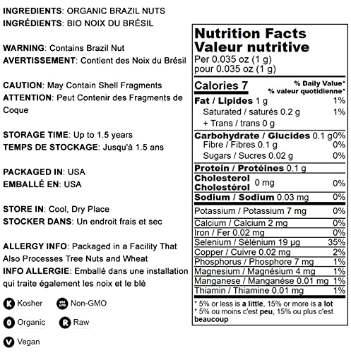 Food to Live - Organic Brazil Nuts, 1 Pound – Non-GMO, Raw, Whole, No Shell, Unsalted, Kosher, Vegan, Keto, Paleo Friendly, Bulk, Rich in Selenium