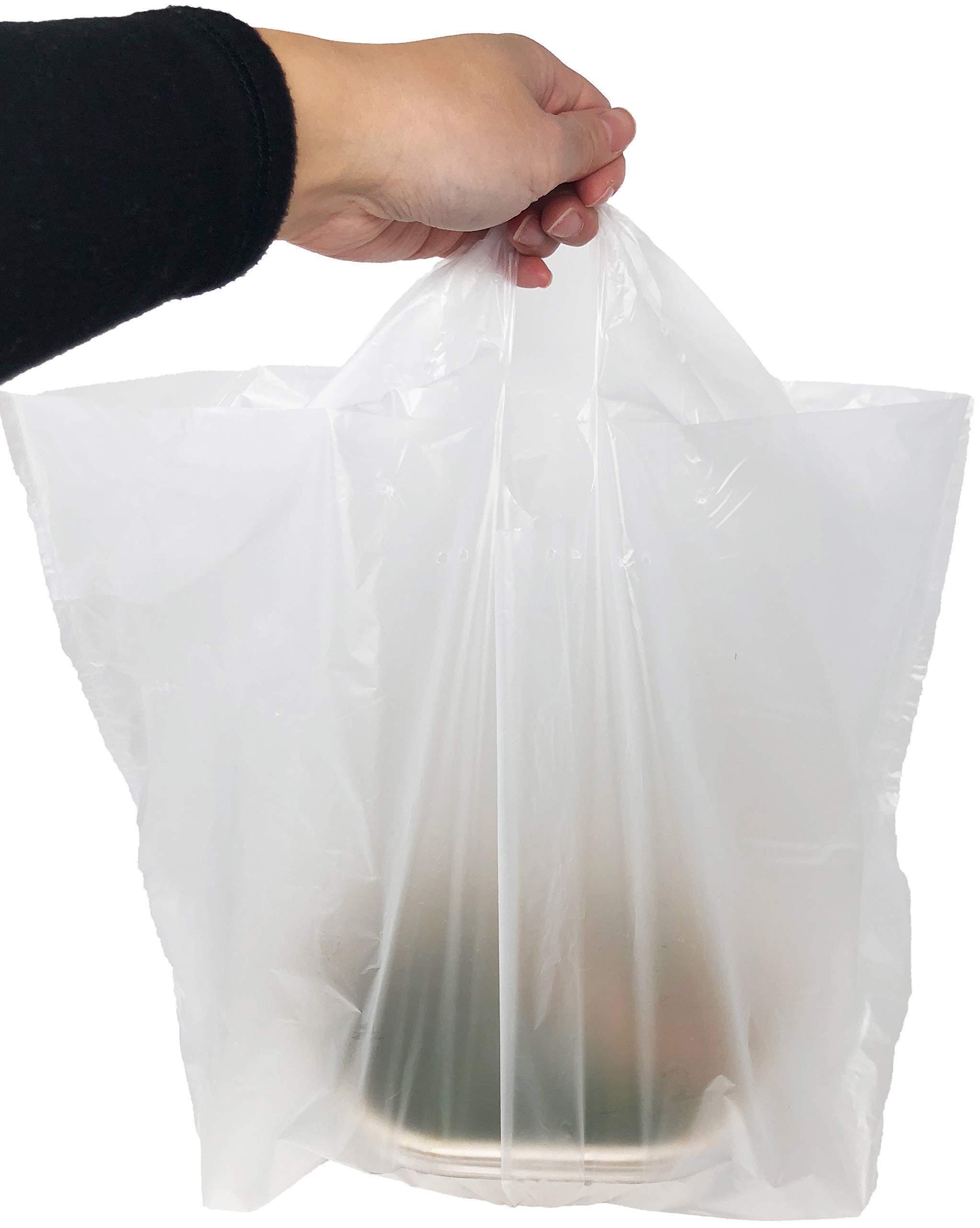 Reli. Take Out/To Go Bags (500 Count Bulk) (Medium 20" L x 9.5" W x 12" H) White Carry Out Shopping Bag, Die Cut Handle, Square Bottom, Reusable - Food Service, Restaurant, Catering, Delivery