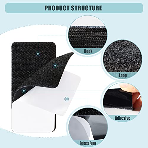 16 Sets 2x4 inch Strips with Adhesive,Heavy Duty Hook and Loop Tape,Carpet Tape,Rug Tape,Strength Backing,Fixing Installing Tape,Wall Hanging No Perforation,Fabric,Couch,Industrial,Office,Household