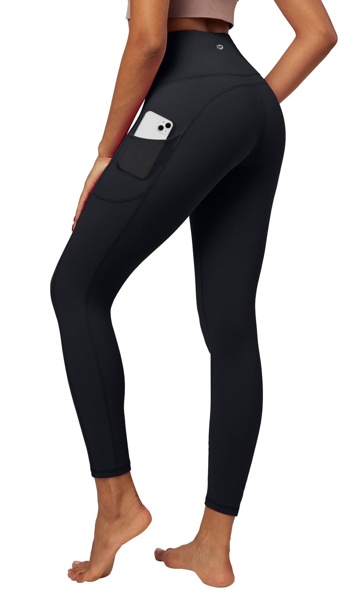 IUGA High Waist Yoga Pants with Pockets, Leggings for Women Tummy Control, Workout Leggings for Women 4 Way Stretch Black