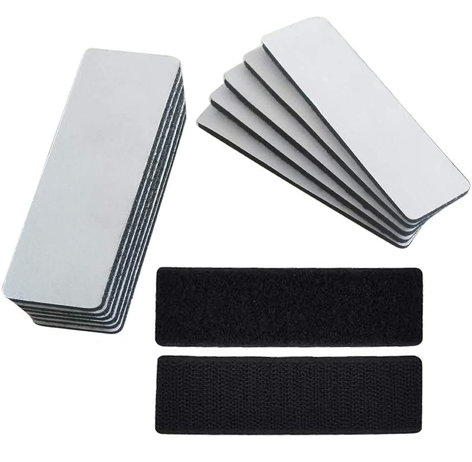 Rena Chris Hook and Loop Strips with Adhesive | 2 x 6 Inch 16 Sets | Double-Sided Interlocking Mounting Tape for Couch Cushions, Suitable for School Classroom, Office, Home- Black
