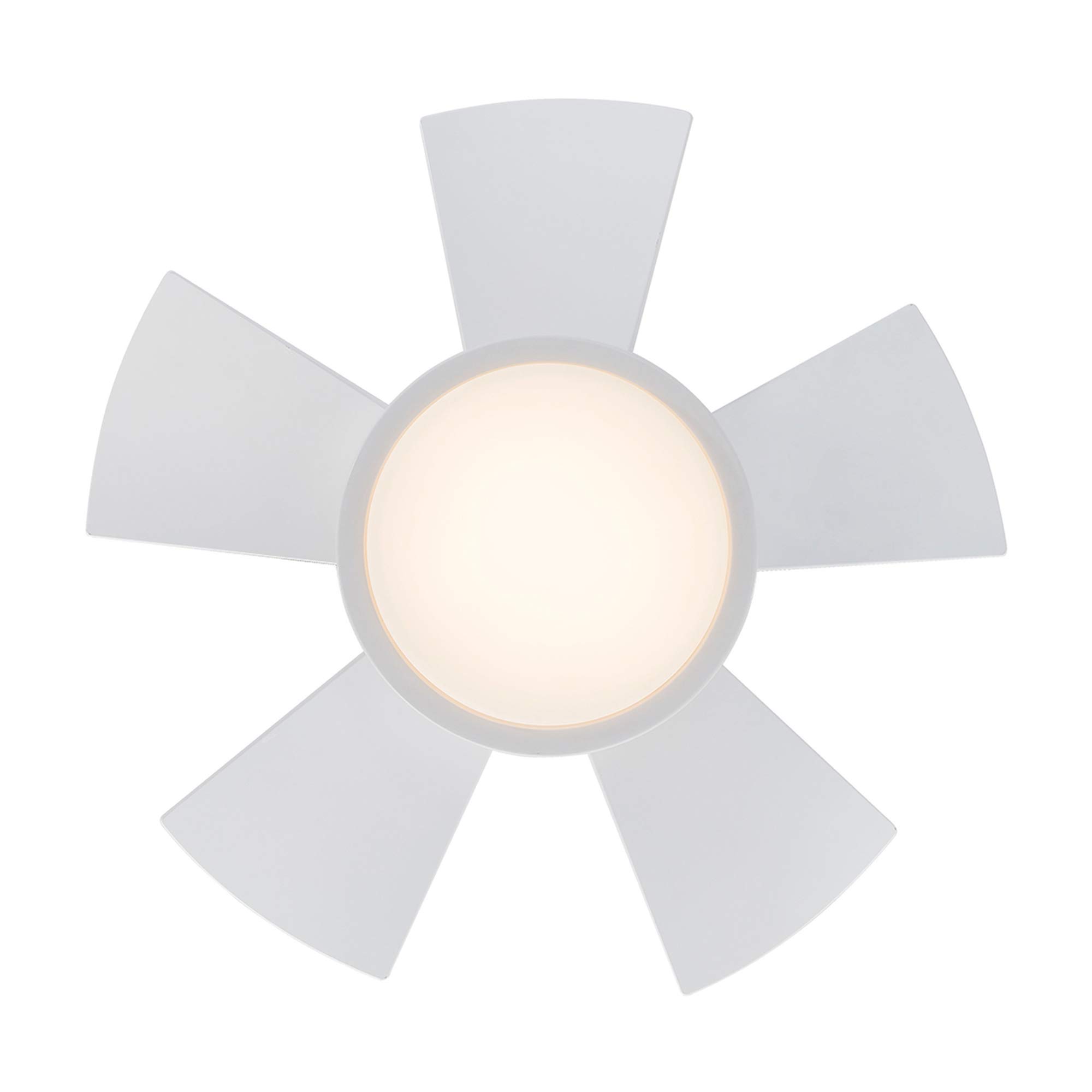 Modern Forms Vox Indoor and Outdoor 5-Blade Smart Flush Mount Ceiling Fan 26in Matte White with 3000K LED Light Kit and Remote Control, (FH-W1802-26L-MW)