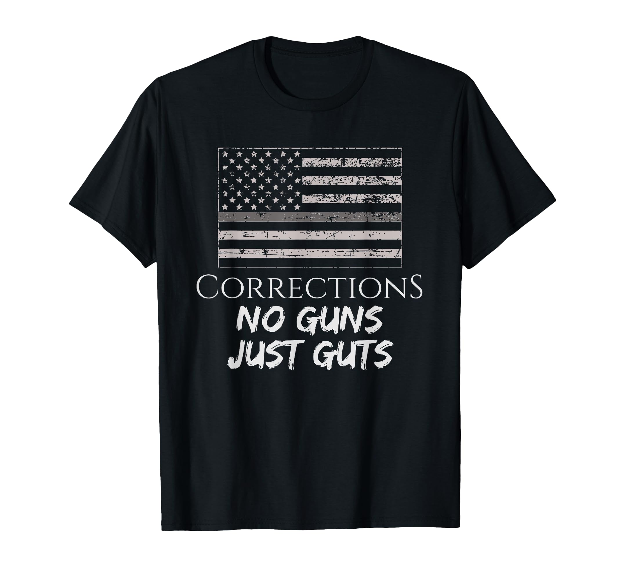 Thin Silver Line Corrections Officer T-Shirt Flag Gift T-Shirt