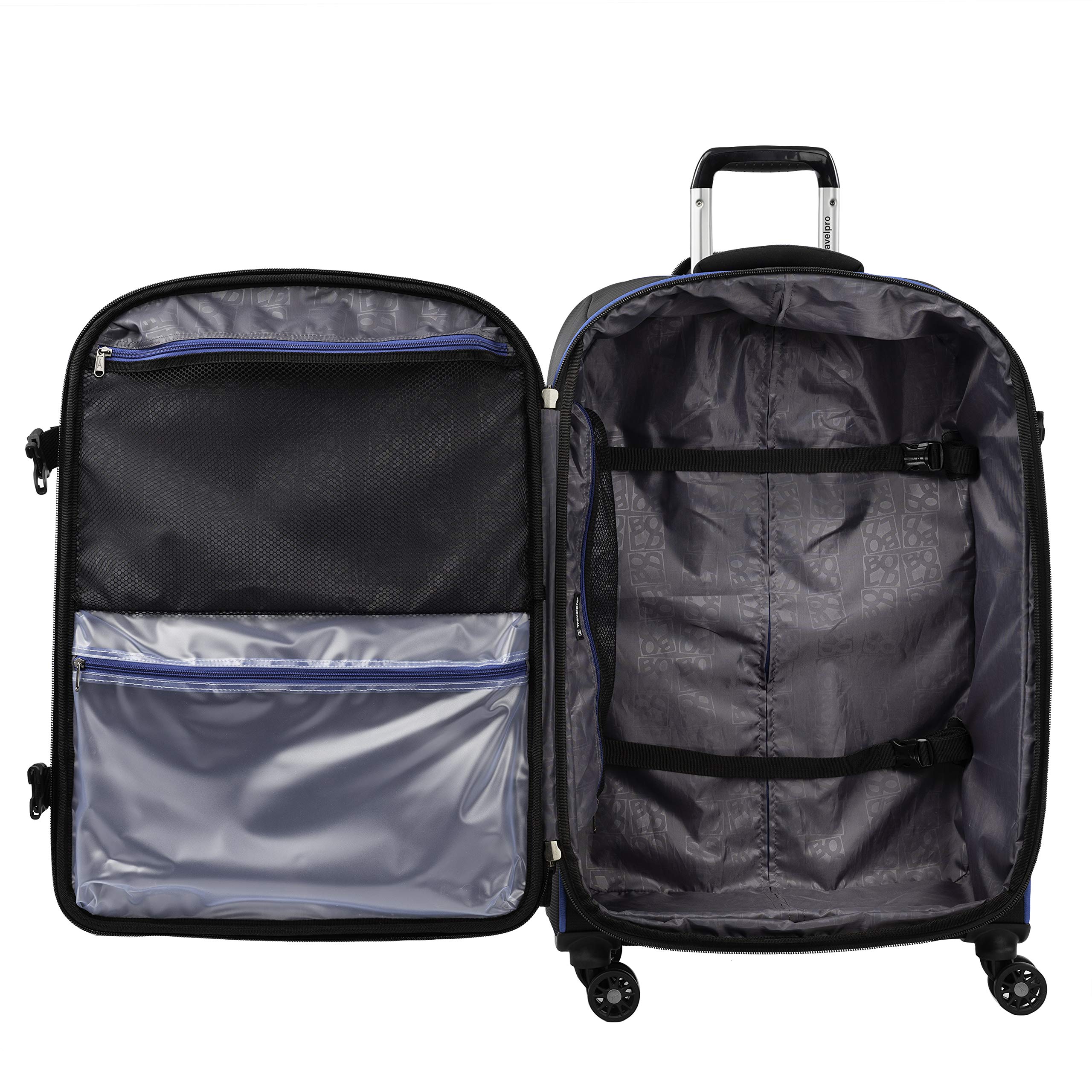 Travelpro Bold Softside Expandable Check in Spinner Luggage, Check in 26-Inch, Blue/Black