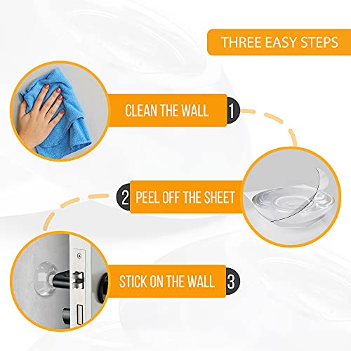 Door Stoppers Wall Protector 2β (6 Pack) - Clear Door Bumpers with Strong Adhesive Glue - Shock Absorbent and Discreet Wall Protectors from Door Knobs