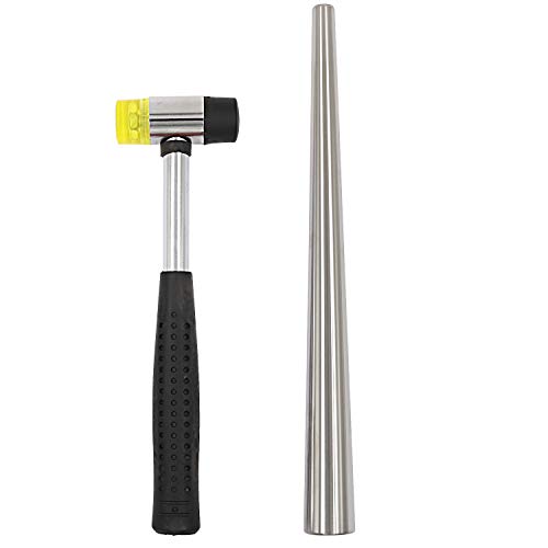 HEYMOUS Ring Sizer Mandrel Measuring Tool Steel Ring Sizing Gauge Sizers Set Rubber Jeweler's Mallet Hammer Metal Finger Size Stick Wire Wrap Rings Tools Jewelry Making Kit