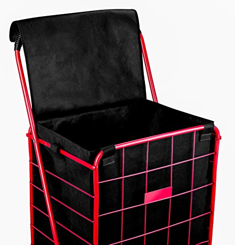 Shopping Cart Liner - 18" X 15" X 24" - Square Bottom Fits Snugly Into a Standard Shopping Cart. Cover and Adjustable Straps for Easy and Secure Attachment. Made from Waterproof Material, Black