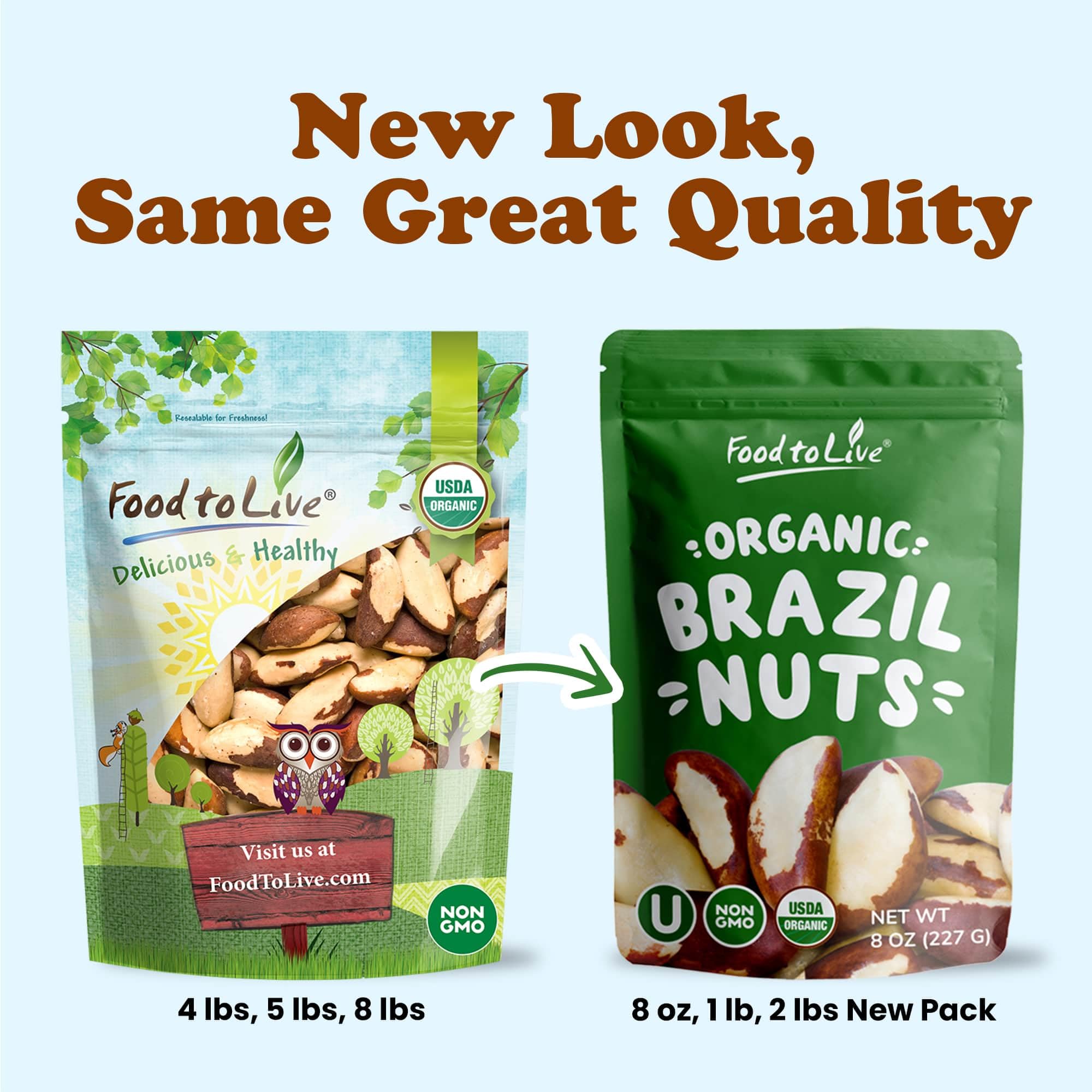 Food to Live - Organic Brazil Nuts, 1 Pound – Non-GMO, Raw, Whole, No Shell, Unsalted, Kosher, Vegan, Keto, Paleo Friendly, Bulk, Rich in Selenium