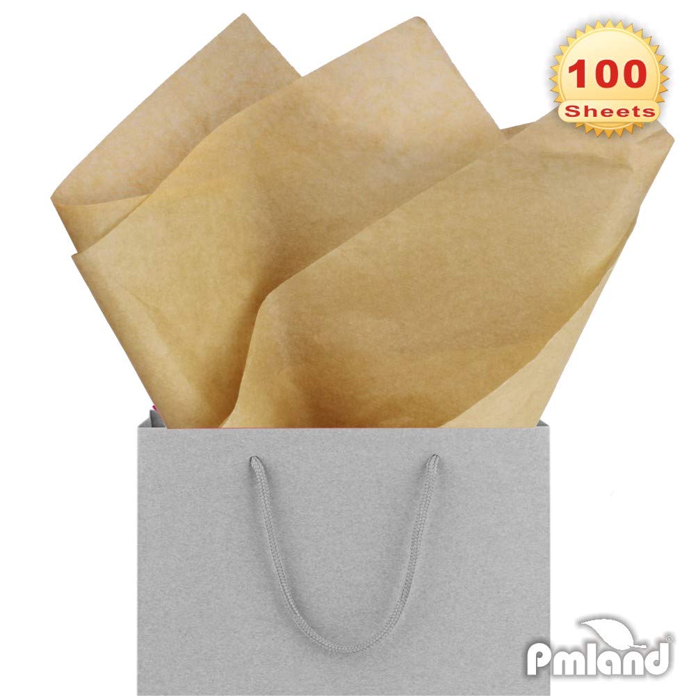PMLAND 100 Sheets Light Brown Sand Tissue Wrapping Paper Bulk 20 x 15 Inches for Gift Favor Bags Boxes Flowers Packaging Crafts DIY Art Projects and Party Decorations