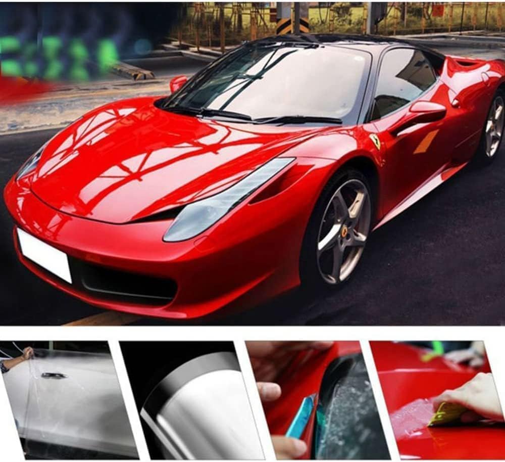 Lypumso Clear Vinyl Wrap, Transparent Protective Self Adhesive Car Wrap Film Vinyl Without Bubble Clear Gloss Paint for DIY Car Moto Interior Exterior (Clear, 1ft x 10ft)
